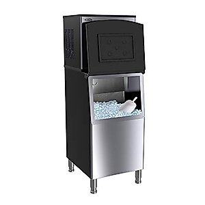 KoolMore Modular Ice Maker Machine, 315 lb. Full Cube Production, Free-Standing with Air Cooled Evaporator, 200 lb Bin, Stainless-Steel