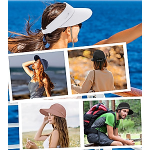 Durio Wide Brim Summer Beach Hats for Women 2024 UPF 50+ Sun Hat 2 in 1 Visors for Women Foldable Zip-Off Visor with Wind Strap Packable Womens Sun Hat Safari Fishing Gardening Beige One Size