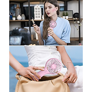 TriPole Mini Handheld Fan 5000mAh Battery Operated Small Fan 2 Speeds Powerful Personal Portable Fan USB Rechargeable Electric Fan for Eyelash Makeup Girls Women Summer Wedding Outdoor Travel, Pink