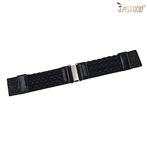 JASGOOD Straw Woven Elastic Belt Summer Boho Braided Dress Belt Women Stretch Waist Belt, C-Black, Fit Waist 30"-34"