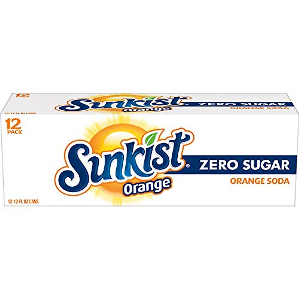Sunkist Zero Sugar Orange Soda, 12 fl oz cans, 12 pack