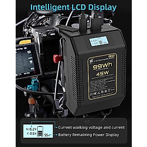 LL LALEADER V Mount Battery 99Wh 6700mAh 14.8V V-Lock Rechargeable Battery 45W PD USB C Fast Charging with BP D-TAP USB-A Multi Outputs for Camera Camcorder Monitor Video Light (99Wh)