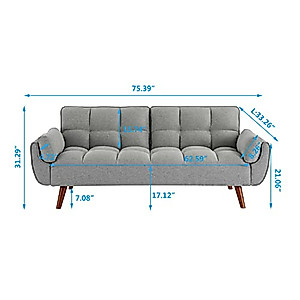 Verfur Futon Sofa Bed Sofabed, Light Gray