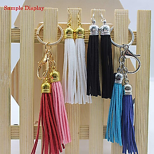PAMIR TONG 100pcs Faux Suede Leather Bulk Sets Tassels for Decorations, Key Chain, Earring, Cellphone Straps,Jewelry Accessories,DIY Craft (Silver, Keychain)