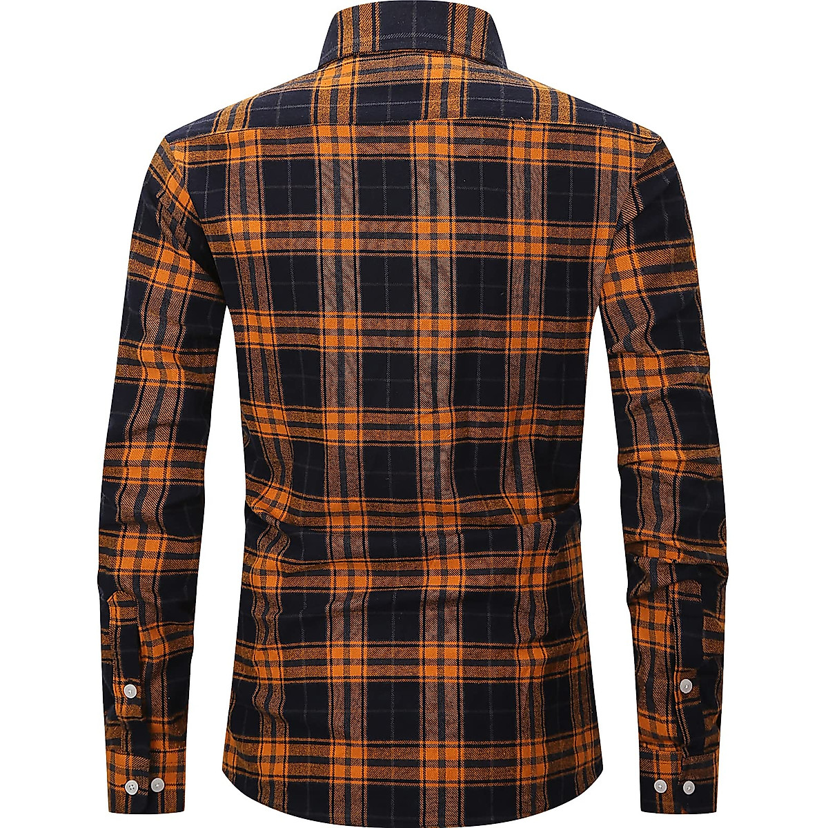 Men's Button Down Plaid Flannel Casual Shirts Brushed Regular Fit Long Sleeve Shirts Yellow Black Plaid Large