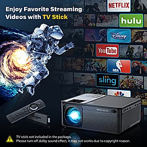 BIGASUO 5G WiFi Bluetooth Projector - 560 ANSI FHD Native 1080P Outdoor Movie Projector 4k Support, Portable Video Projector Support 300"/Zoom/HiFi, Home Theater Compatible w/HDMI/USB/iOS&Android