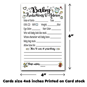 50 Baby Prediction and Advice Cards for Baby Shower | Parent in Training Stickers, Gender Neutral | Gender Reveal Shower Activity