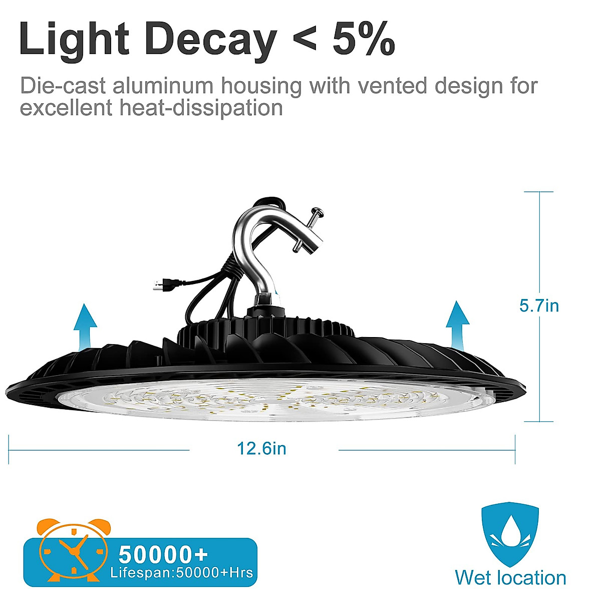 Lightdot Smart 150W LED High Bay Light Motion Activated High Bay LED Lights, AC100-277V High Bay LED Shop Lights for Warehouse Barn(Installation Height at Least 20FT)- 6Pack (Remote Buy Separate