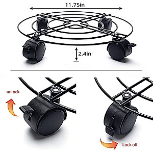 PLAZOTTA 3 Pack 12 Inches Plant Caddy Round Metal Plant Dolly Heavy Duty Plant Stand Plant Holder with Caster Wheels for Indoor and Outdoor Use - Black