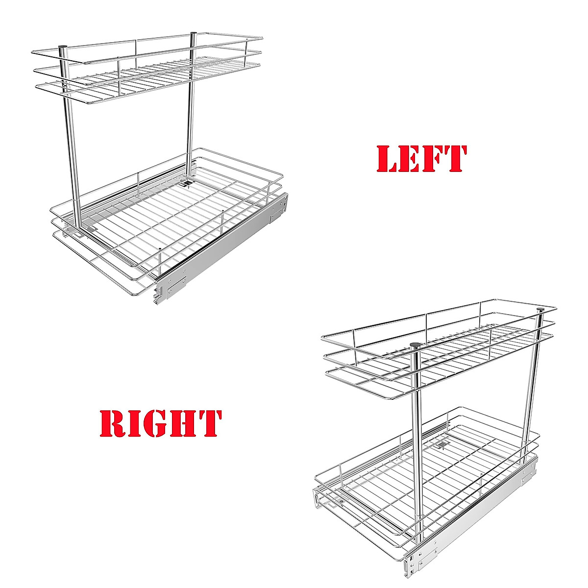 HOSUN Pull Out Under Sink Cabinet Organizer, 2 Tier Slide Wire Shelf Basket- 10.43W x 17.32D x 14.56H - Request at Least 12 inch Cabinet Opening, Perfect For Kitchen/vanity Under Sink Storage
