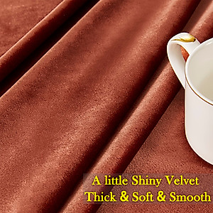 Timeper Red Velvet Curtains 96 inches - Holiday Decor Rust Velvet Curtains Back Tab Blackout Drapes Thick Soft Decorative Backdrop Curtains, Rust Red, W52 x L96, 2 Panels