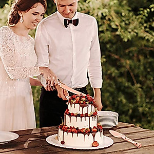 Homi styles Wedding Cake Knife and Server Set | Rose Gold Color Premium 420 Stainless Steel Gold Plated Blades | Cake Cutting Set for Wedding Cake, Birthdays, Anniversaries, Parties