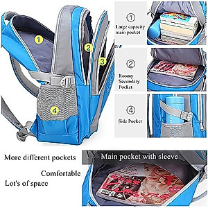 VIDOSCLA Color-blocking Sports Kids Backpack,Middle Schoolbag Elementary Student Bookbag for Girls&Boys