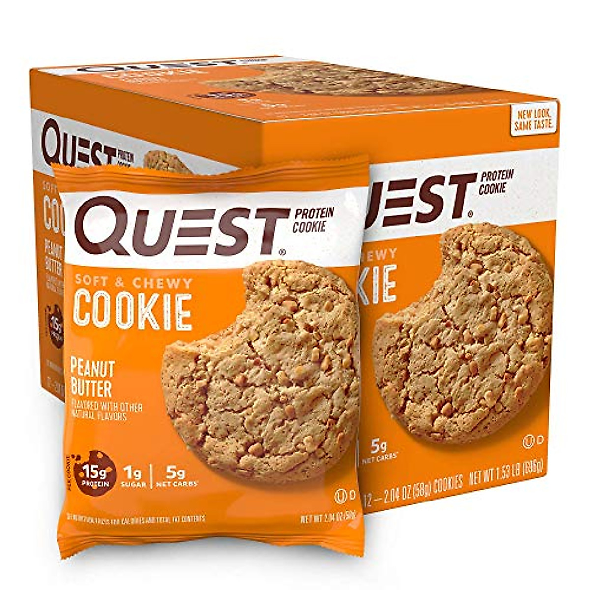 Quest Nutrition Protein Cookie, Peanut Butter,2.04 Ounce, Pack of 12