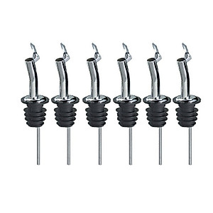 CHHR 12pcs Stainless Steel Classic Bottle Pourers Tapered Spout Flip-Top Metal Bottle Pourers Liquor Pour Bar Alcohol Drink Supplies (12)