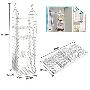 ARTIBETTER Closet Organizer 4 Tier Foldable Hanging Closet Organizers Collapsible Wardrobe Shelves Plastic Storage Basket for Hat Clothing Sweaters Towels Pajamas Storage Shelves