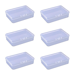 ccHuDE 6 Pcs Mini Plastic Storage Containers Clear Rectangle Boxes Small Empty Cases Transparent Beads Organizer Container with Lid for Collecting Small Items 8.5 x 6.1 x 2.5cm