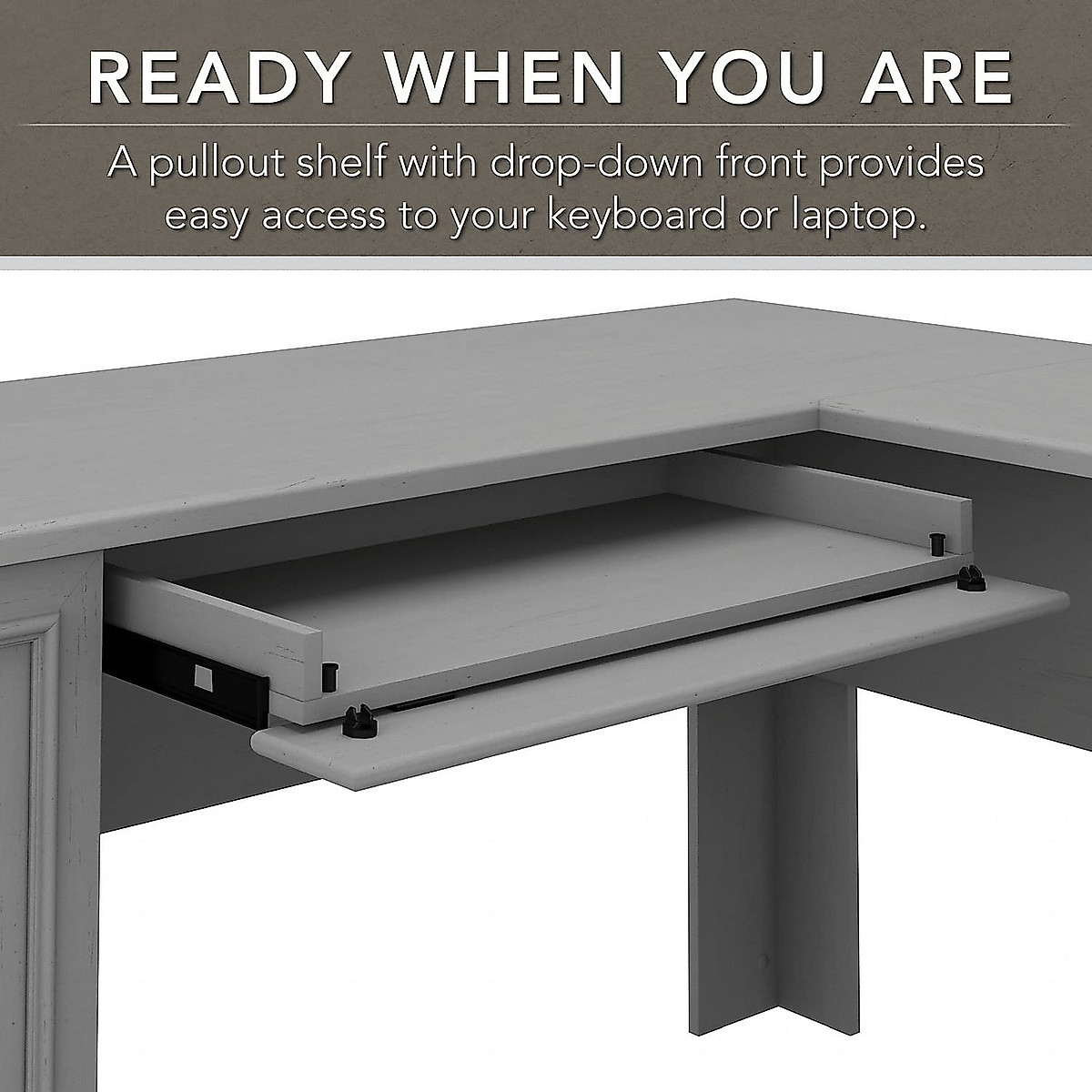 Bush Business Furniture Fairview L Shaped Desk with Hutch and 5 Shelf Bookcase, 60W, Cape Cod Gray