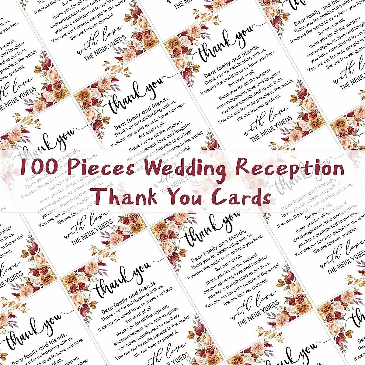 Chinco 100 Pieces Wedding Thank You Cards Thank You Place Setting Wedding Greenery Cards Thank You Place Cards 4 x 6 Inches for Party Wedding Reception Rehearsal Dinner Bridal Shower (Autumn)