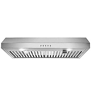 SNDOAS Under Cabinet Range Hood 30 Inch with 3 Way Venting,Stainless Steel Range Hood w/Baffle Filters,Ductless Range Hood 500 CFM,Kitchen Vent Hood,Under Cabinet Hood,3 Speed Exhaust Fan