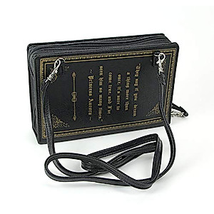 Black Vinyl Sleeping Beauty Book Handbag Novelty Clutch Purse Crossbody Bag
