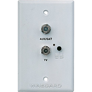 Winegard RV-7542 White Wall Plate Power Supply with Satellite and Cable Hookups for RV Antenna