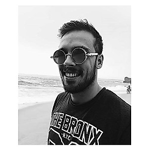 FEISEDY Retro Gothic Steampunk Sunglasses Round Metal Frame Punk Circle Inspired Shade Men B1857