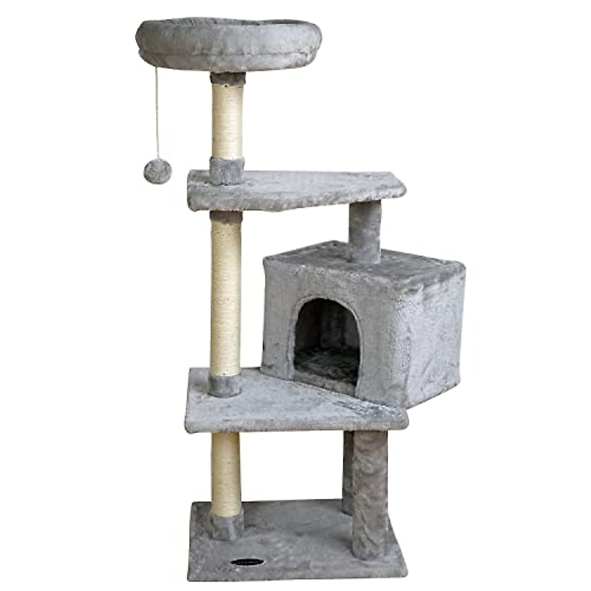 FISH&NAP Cat Tree for Indoor Cat Tower Cat Condo Sisal Scratching Posts with Jump Platform Cat Furniture Activity Center Play House Grey
