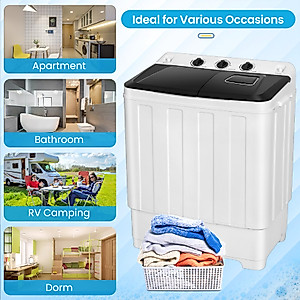 Nictemaw Portable Washing Machine 30Lbs Capacity Washer and Dryer Combo 2 In 1 Compact Twin Tub Laundry Washer (19Lbs) & Spinner (11Lbs) with Built-in Drain Pump, Time Control, for Apartment Dorms RV