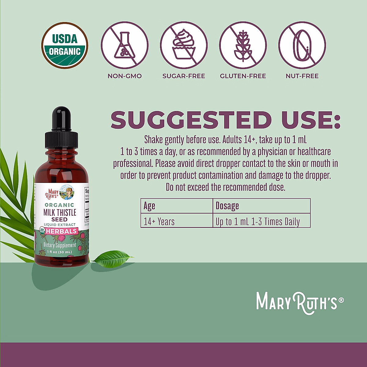 Mary Ruth's Organic Milk Thistle Seed Liquid Extract, 1 FZ