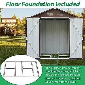 Evedy Storage Shed 6x4ft,Outdoor Storage Shed Organizer,Metal Garden Tool Shed,Outside Sheds & Outdoor Storage Galvanized Steel with Waterproof Roof,Lockable Door for Backyard,Patio,Lawn,Yellow
