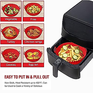 Altalsby Air Fryer Silicone Liner 2 Pack, 8 inch Non-Stick Reusable Air Fryer Basket Liners for 3-5 QT Baskets, Airfryer Silicone Pot for Ninja Air Fryer, Oven Microwave Accessories, Red
