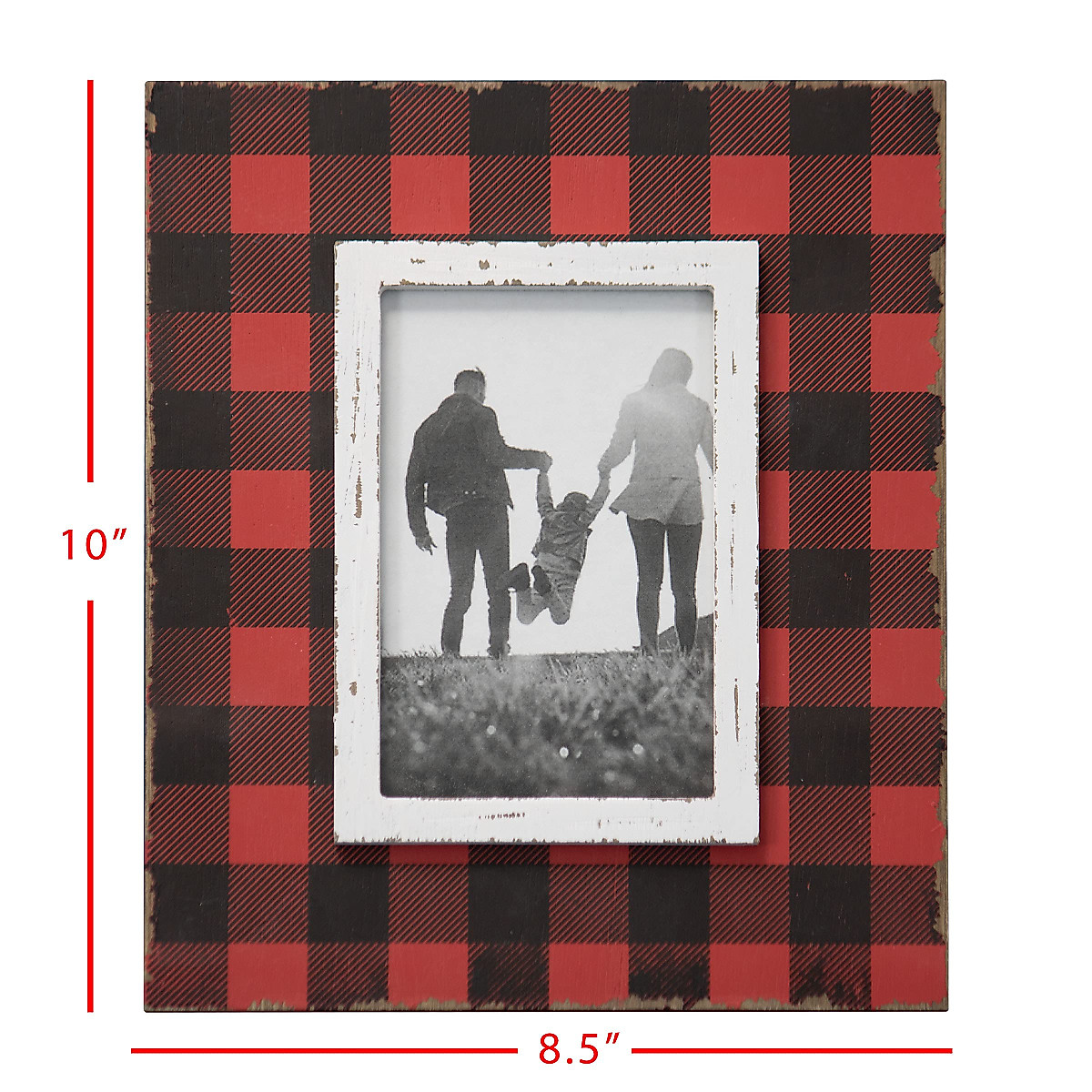 Foreside Home & Garden Red Buffalo Plaid 4x6 Inch Wood Decorative Picture Frame