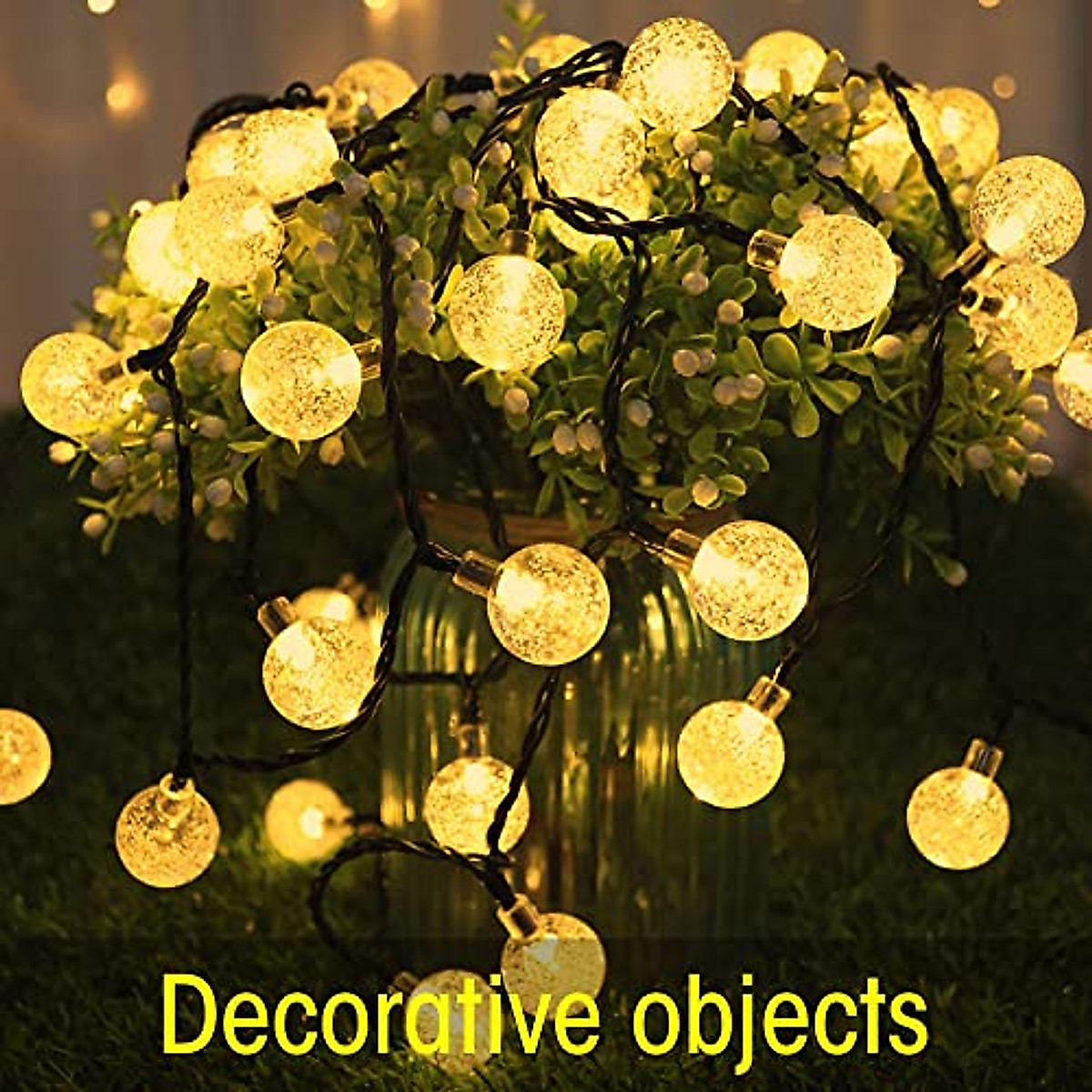 beenSOLE Solar String Lights Outdoor, 30.6ft 50 LED Crystal Globe Cafe Lights with 8 Lighting Modes, Waterproof Solar Powered Patio Lights for Outdoor Garden Yard Porch Party Decor (Warm White)