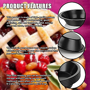 RHBLME 10 Pack Mini Pie Tins, 4 Inch Nonstick Small Pans, Carbon Steel Individual Pans for Baking Dessert, Fruit and Beef, Oven & Dishwasher Safe