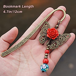 Crehikali Metal Bookmarks for Women Book Lovers Readers,with Butterfly Pendant,Unique Gift with Book Page Holder,2in1 Set