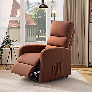 EUREKA ERGONOMIC Power Lift Recliner Chair for Elderly, Small Recliner Chair for Small Spaces, Power Recliner Chair for Living Room, Single Sofa with Infinite Adjust for Back and Footrest, Brown