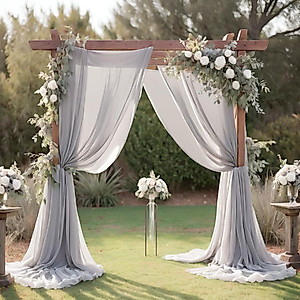 Barcelonetta | Chiffon Fabric | Decoration, Drapery Fabric | Wedding, Gender Reveal, Baby Shower, Birthday | for Arbor, Arch, Canopy, Table and Chair Decoration (Light Grey, 5 Yards)