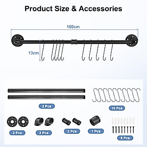 uxcell Wall Mounted Towel Rack, Industrial Pipe Towel Bar, Bathroom Hardware Towel Bar Accessory, Kitchen Pot Rack DIY Rustic Iron Bathroom Towel Rack Holder (40 Inch)