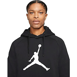 Nike Men's Air Jordan Pullover Hoodie Sweatshirt (Black/White/Jumpman Logo, Medium)