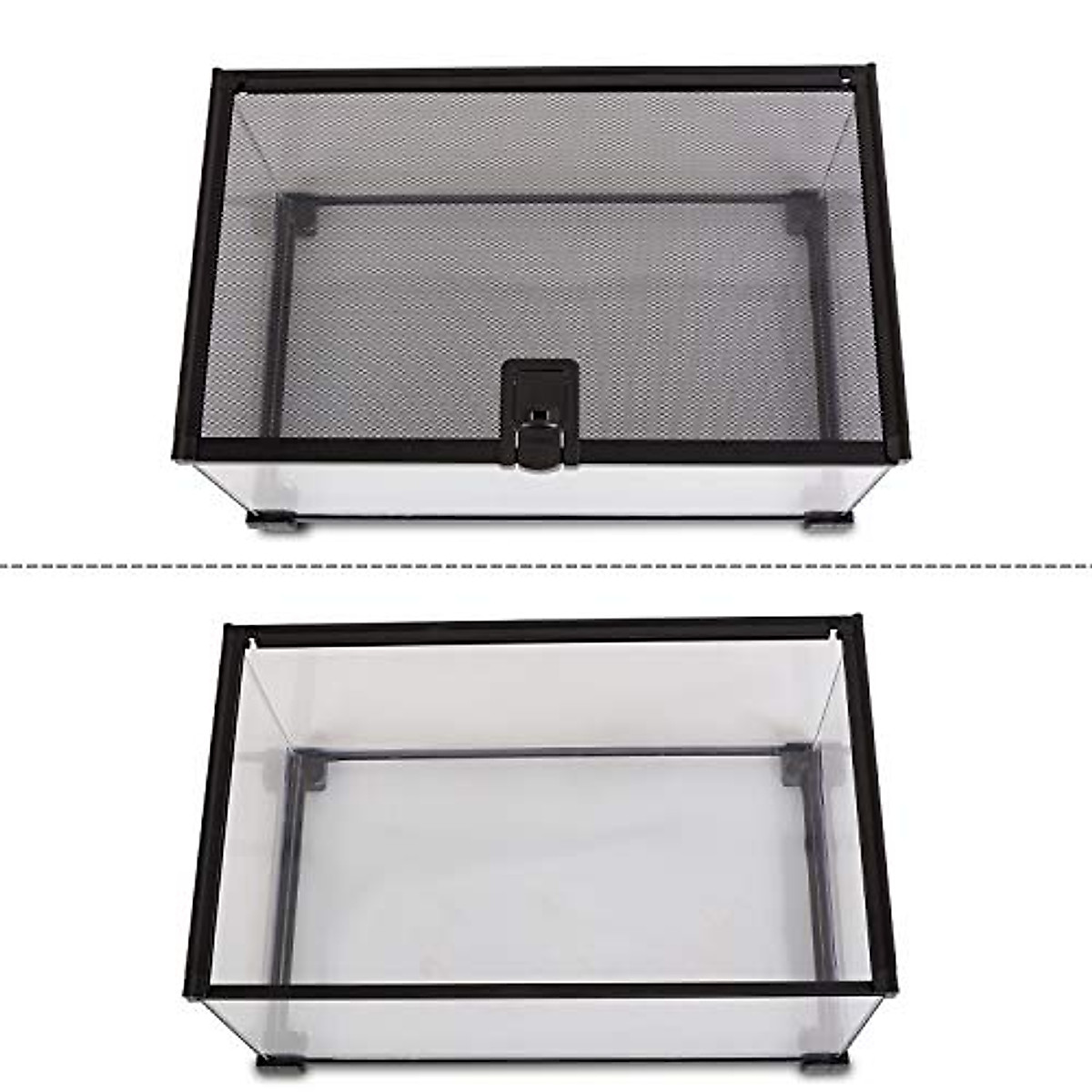 REPTI ZOO 10 Gallon Reptile Tank Glass Natural Cages Terrarium 20" x 12" x 10" Sliding Screen Top for Reptile Hamster Hedgehog Small Animals