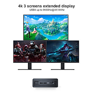 FEVM Mini Pc FN100 Mini Desktop Computer 12th Intel Alder Lake-N100(3.4GHz 18W TDP)4K@60Hz 3 Display, ALT Mode USB-C Port, Dual Nic(2.5G+1G), Windows 11 Pro, 8GB RAM+256GB NVME SSD, AX201 WIFI6, BT5.2