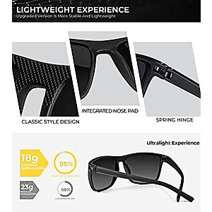 KALIYADI Polarized Sunglasses Men, Lightweight Mens Sunglasses Polarized UV Protection Driving Fishing Golf (Black/Ice Blue/Red)
