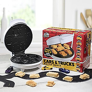 Car Mini Waffle Maker - Make 7 Fun, Different Race Cars, Trucks, and Automobile Vehicle Shaped Pancakes - Electric Non-Stick Pan Cake Kid's Waffler Iron, Great for Holiday Breakfast or Unique Gift