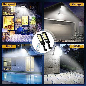 Dollcora Solar Lights Outdoor Motion Sensor, 6000 Lumens 120 LED 3 Modes Waterproof Security Solar Street Flood Lighs Wall Lamp for Garden Door Yard Pathway Porch Patio (2-Pack)