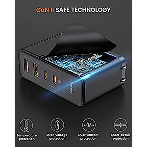 Baseus USB C Charger, 100W Charger 4-Port, 100W Wall Charger Fast Charging Station, GaN II Charging Block, for iPhone 14 Pro/SE/XR, Samsung, MacBook Pro/Air, iPad, Laptops, AirPods, Steam Deck, Black