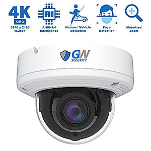 GW Security 16 Channel NVR 4K 8MP PoE 2.8-12mm Varifocal Zoom Security Camera System with 16 x 4K 8MP IP Microphone Waterproof Smart AI Dome Camera, Face Recognition/Human/Vehicle Detection