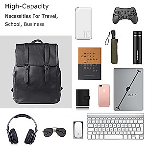 Business Laptop Backapck, Pu Leather Backpack for Travelling Business College, Fits 14.5 Inch Notebook