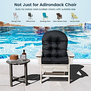 Giantex Patio Adirondack Chair Cushion - 49” x 23” High Back Rocking Chair Cushion w/Fixing Straps, Durable & Fade Resistant, 5” Thick Tufted Seat Pad for Indoor & Outdoor Chairs (Black, 1)