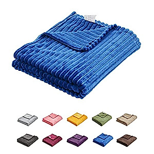 UOZZI BEDDING Flannel Fleece Baby Toddler Blanket All-Season Ultra Soft Plush Thin Small Blanket for Crib -100% Microfiber Polyester Navy Royal Blue 27x39 Inch